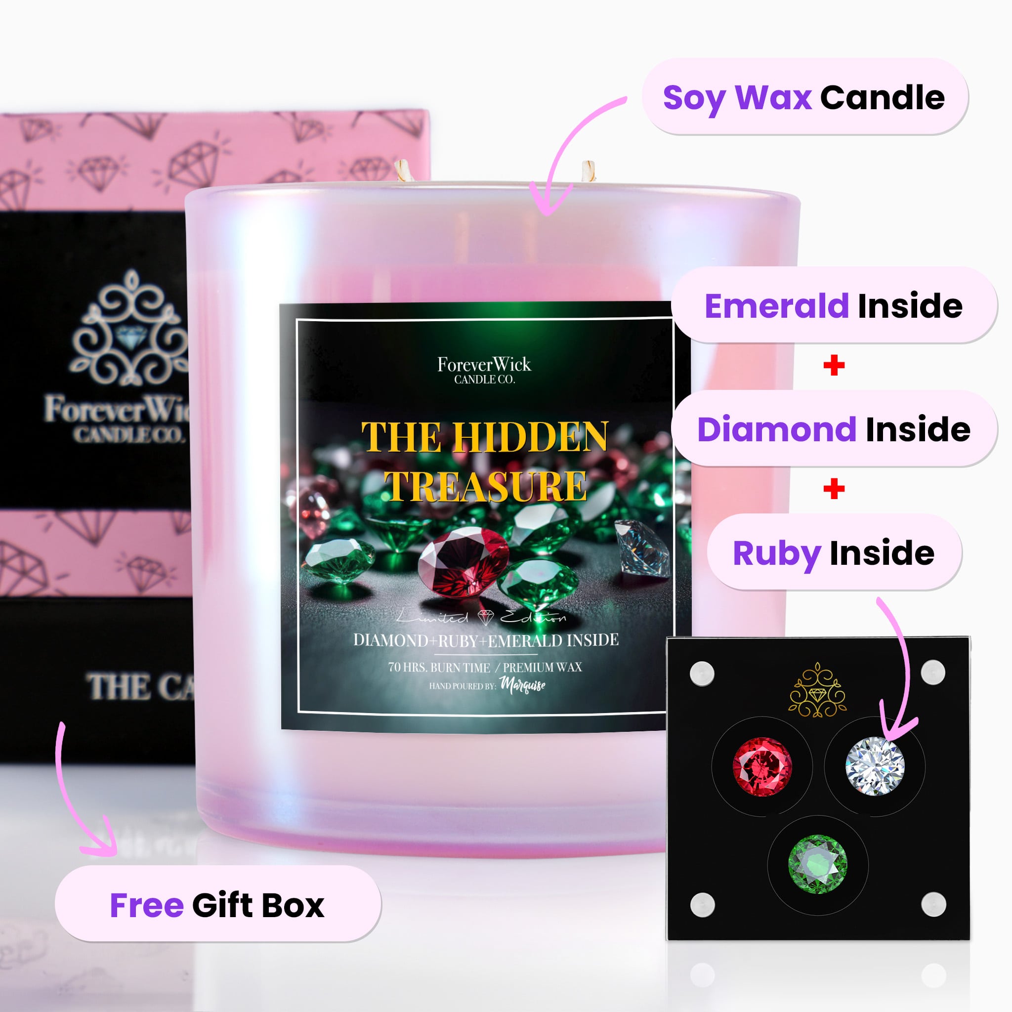 The Hidden Treasure Candle (Emerald + Ruby + Diamond) – ForeverWick